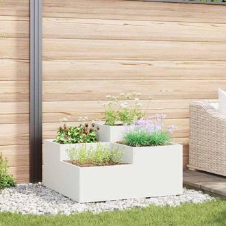 vidaXL Cache-pot de jardin Blanc 100 x 100 x 48 cm Acier Vidaxl