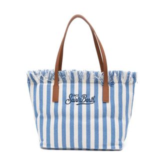 MC2 Saint Barth Femme, Sacs, Bleu, Taille: ONE Size Tote &agrave; Rayures et Franges