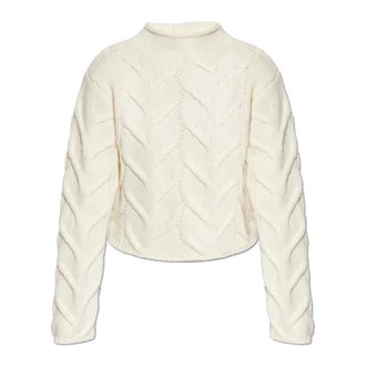 Frame Denim Femme, Pulls, Blanc, Taille: 40 FR The Cable Funnel Sweater