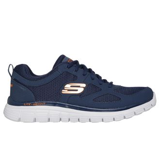 Skechers Burns Agoura Herren-Laufschuhe aus Synthetikmaterial, Marineblau / Orange, 46 EU