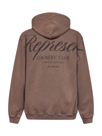 Represent Mens Hoodie Owners Club Script Truffle Brown Cotton Sweatshirts Sweater