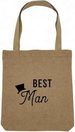 Fabulous Sac Shopping Tote Bag Aspect Lin - Best Man Hat Married Gentleman - Sac de Courses Toile Epaisse 360g Beige Naturel Cabas Port&eacute; Epaule Solide Imprim&eacute; 