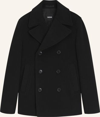 HUGO BOSS Mantel H-Hyde-Peacoat-264 Slim Fit schwarz