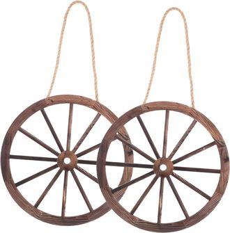 BESPORTBLE 2stücke Holz Wagenrad Deko Rustikal Für Wand Zuhause Garten Western Thema Party Cowboy Bar Schlafzimmer Haus Zimmer Garage Drinnen Hängen Ornament Kle