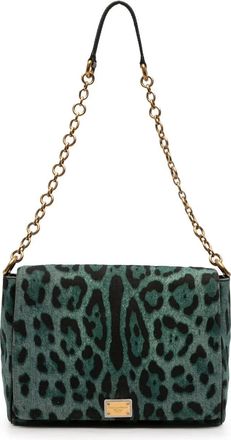 Dolce & Gabbana Hobo Bags - Leopard Printed Denim Flap Crossbody - Gr. unisize - in Gr&uuml;n - f&uuml;r Damen