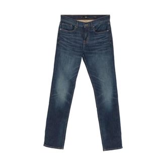 7 For All Mankind Homme, Jeans, Bleu, Taille: W31 Jean slim &agrave; effet d&eacute;lav&eacute;