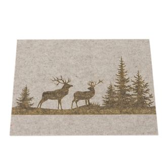 Boltze 4 x Tischset Platzset Hirsch Ludwig Filz beige L&auml;nge 45 cm Tischdekoration Winter Weihnachten