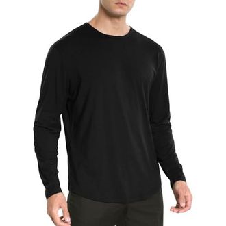 Generic T-shirt pour homme avec col rond ultra doux, l&eacute;ger, manches longues, d&eacute;contract&eacute;, t-shirt basique, Noir, 3XL