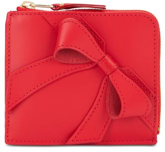 Comme Des Gar&ccedil;ons Womens Leather Wallet With Bow - Red Cow Hide & Purses