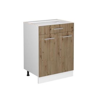 Vicco Meuble Cuisine R-Line, Ch&ecirc;ne Artisan/Blanc, 60 cm avec tiroir, sans Plan de Travail
