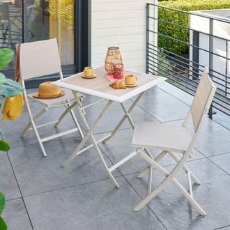Hesperide Table de jardin 2 places Azua pliable beige 71x71cm - Hesp&eacute;ride