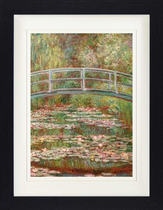 1art1 Claude Monet Poster Die Japanische Br&uuml;cke, 1899 Gerahmtes Bild Mit Edlem Passepartout | Wand-Bilder | Im Bilderrahmen 40x30 cm