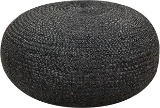 Beliani Beliani - Pouf en Jute Noir Assise Suppl&eacute;mentaire de Salon Repose-Pieds Glamour Tifelt
