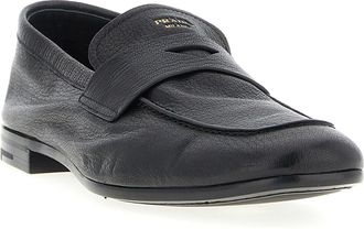 Prada Embossed Logo Leather Loafer - Black