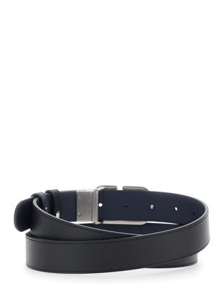 Valentino Garavani Mens Belt Reversible Vlogo Plate Black Leather Calfskin