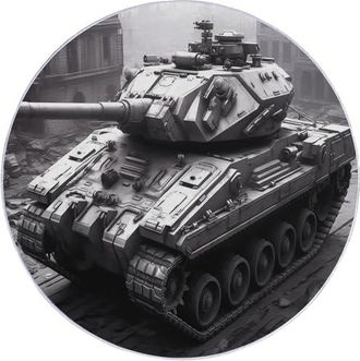 Generic Tapis Rond Salon, Chars dassaut r&eacute;alistes Militaires Tapis de Sol D&eacute;coration Antid&eacute;rapant 100 cm (Round) Tapis de Sol D&eacute;coration Antid&eacute;rapant Gris