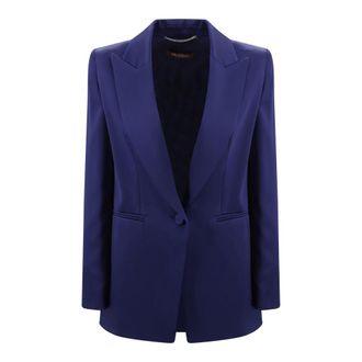 Max Mara Femme, Vestes, Bleu, Taille: 42 FR Blazer Cady Bleu &agrave; Revers Pointus