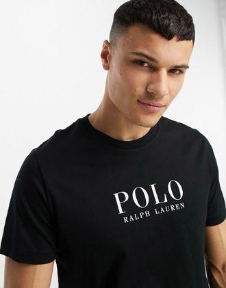 Polo Ralph Lauren Loungewear - T-Shirt in Schwarz mit Textlogo auf der Brust