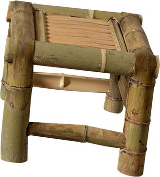 IFUNDOM UKCOCO Kleiner Bambushocker Retro Nat&uuml;rlicher Sitzhocker aus Unlackiertem Bambus Stabiler Retro Hocker f&uuml;r Zuhause und Balkon Leichter Tragbarer Vinta