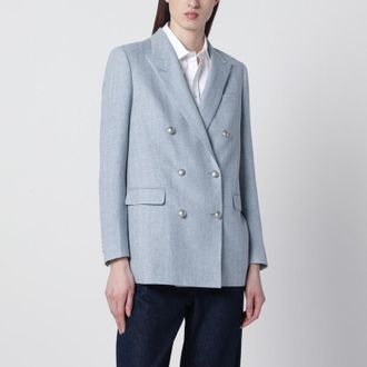 Tagliatore Light blue double-breasted cotton-blend jacket