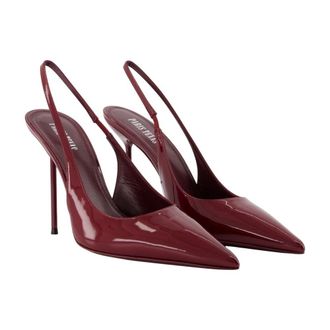 PARIS TEXAS Womens Lidia Slingback Pumps - Paris Texas Leather Burgundy Calfskin Shoes