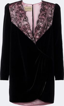 Valentino Minikleid aus Baumwollsamt mit Spitze