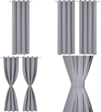 vidaXL Verdunkelungsvorhang mit Metall&ouml;sen 270 x 245 cm Grau - Verdunkelungsvorhang - Polyester Vorhang - Grauer Vorhang - Wohnraum Vorhang