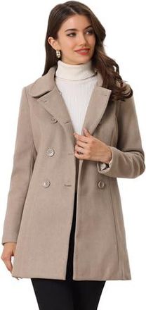 Allegra K Trench à double boutonnage à col Claudine pour femmes Costume dHalloween Beige foncé L