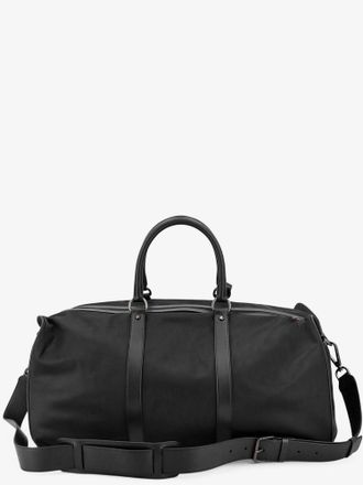 Kiton Mens Travel Bag With Leather Inserts, Black Nylon Luggage & Holdalls