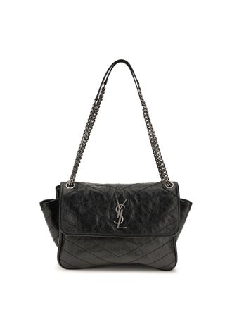 Saint Laurent Niki Tripouch Calfskin Leather Shoulder Bag - Black