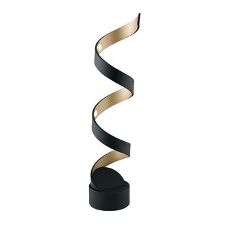 Luce-Ambiente-Design Led Helix Table Lamp in Black and Gold Aluminum 12w Warm Light