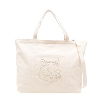 Maison Kitsun&eacute; Fox Head XL Tote - - Bags - Damen - Beige - ONE SIZE