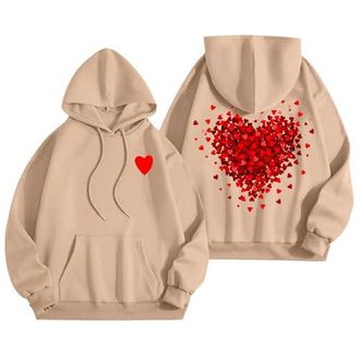 Generic Sweat &agrave; capuche &agrave; manches longues pour la Saint-Valentin 2026 pour femmes (4), kaki, XXL