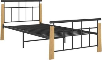 vidaXL Cadre de lit Métal et bois de chêne massif 90x200 cm Vidaxl