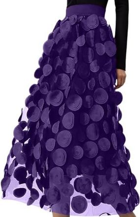 Generic Pliss&eacute;e roulettes Jupe Mini Sexy Elegant Soir&eacute;e Vintage en Tulle Rockabilly Jupe &Eacute;lastique Taille Scintillante Paillettes Jupes Poches Plaqu&eacute;es Confor