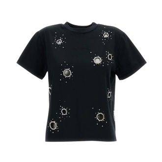 Des_Phemmes Klassisches T-Shirt mit Rundhalsausschnitt - - Tops - Damen - Schwarzk - XS