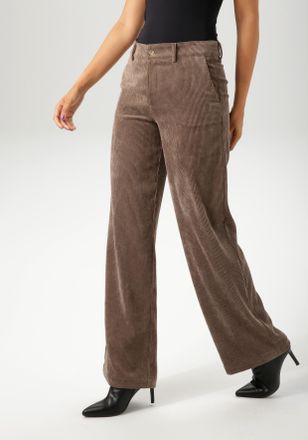 Aniston Cordhose ANISTON CASUAL, Damen, Gr. 34, N-Gr, braun, Cord, Obermaterial: 88% Polyester, 10% Polyamid, 2% Elasthan, leicht gl&auml;nzend, unifarben, l&auml;ssig 