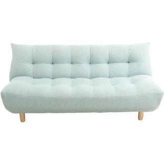 Miliboo Miliboo - Canap&eacute; convertible scandinave en tissu menthe &agrave; leau et bois clair yumi