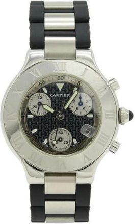 Cartier Montre Must 21 Chronoscaph en acier inoxydable doccasion - Homme - Pre-owned - Noir - Taille: ONE Size