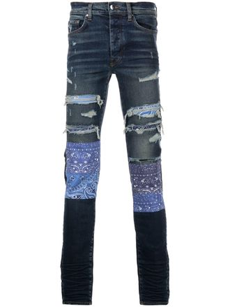 Amiri jean skinny Bandana Artpatch - Bleu