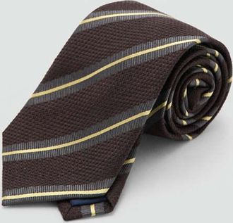 Mango Cravate rayures combin&eacute;es marron - Homme - Taille unique - MANGO MAN