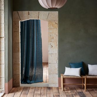 Madura Rideau Panneau Carlina Pétrole et bourdon noir - BLEU