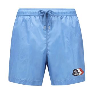 Moncler Logo Patch Badeshorts - - Swimwear - Herren - Blau - L