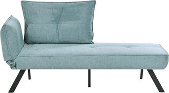 Beliani Chaiselongue Stoff hellblau Links Schlaffunktion wasserabweisend Rocamadour