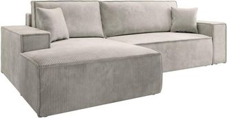Selsey Selsey Farese - Ecksofa mit Cordbezug, Schlaffunktion und Stauraum, Creme, links