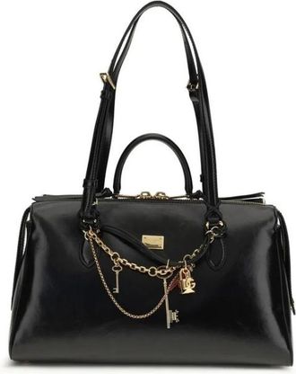 Dolce & Gabbana Femme, Sacs, Noir, Taille: ONE Size Sac &agrave; poign&eacute;e sup&eacute;rieure en cuir orn&eacute; de breloques