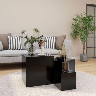 vidaXL Vidaxl - Tables dappoint 3 pcs Noir Agglom&eacute;r&eacute;