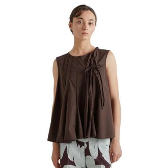 Meimeij Femme, Blouses et Chemises, Brun, Taille: 42 FR Blusa corta a ruota
