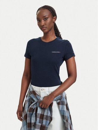 Tommy Jeans T-Shirt Ess Logo DW0DW23479 Dunkelblau Slim Fit