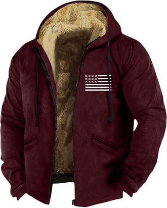 Generic Cadeau Noel, Chaud Molleton Tres Chaude Baseball Mi Saison Long Blouson Homme Hiver Daim Trench Softshell Thermique Coupe Lestée Parka Veste Mi Saison